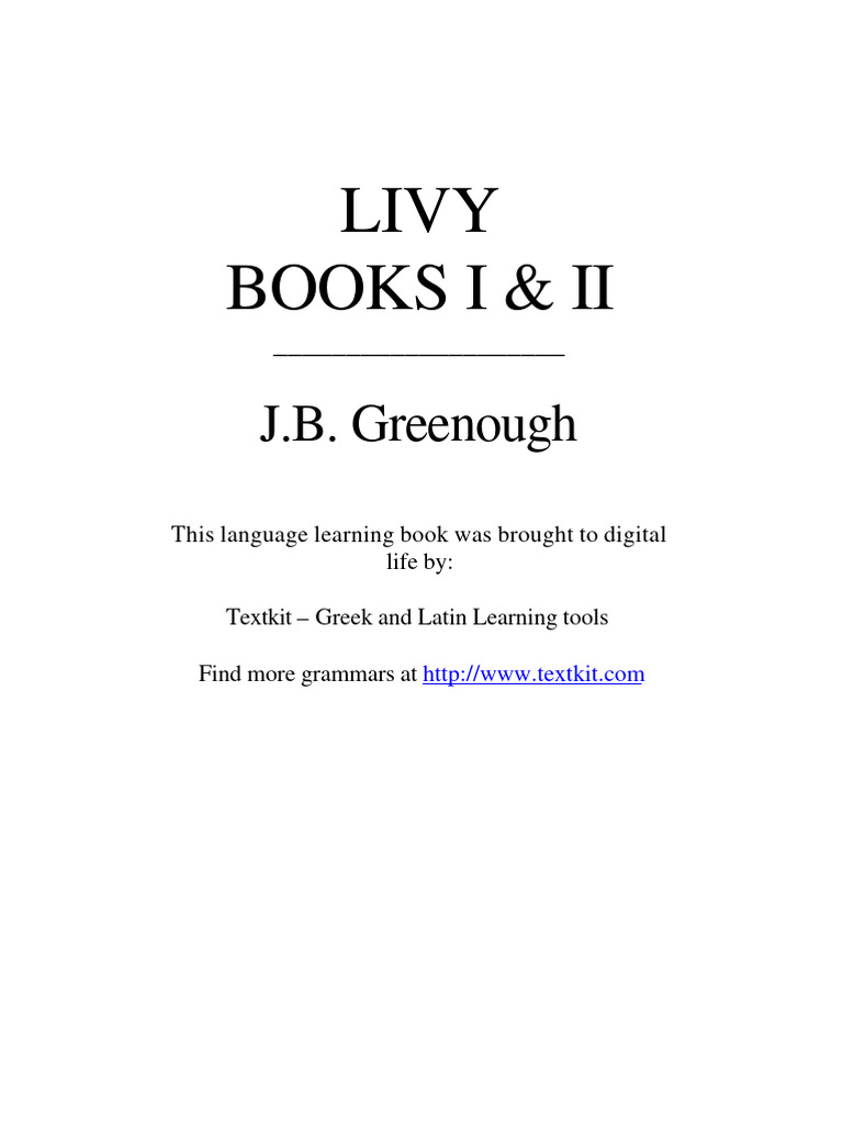 JBG Livy Books I II AR5 | PDF
