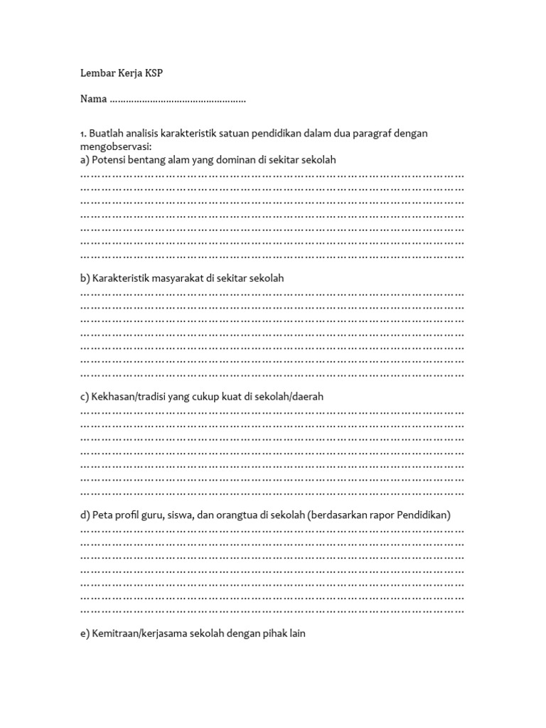 Lembar Kerja KSP | PDF