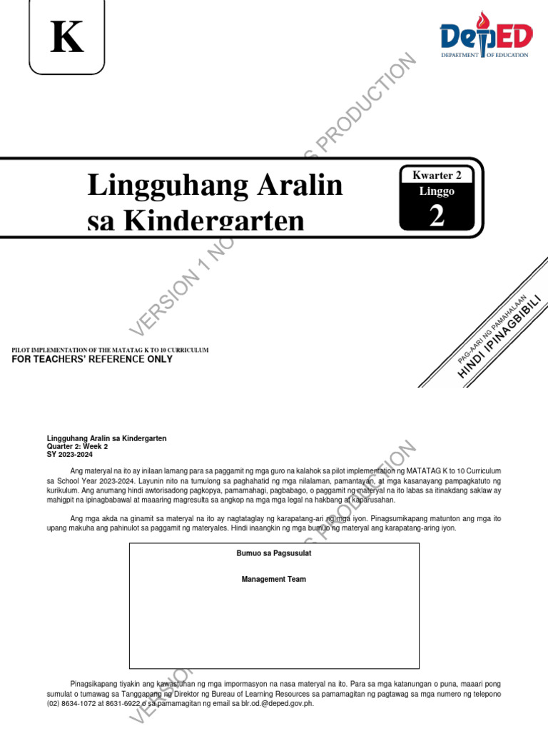 LE Kindergarten Q2 Week2 v.1 | PDF