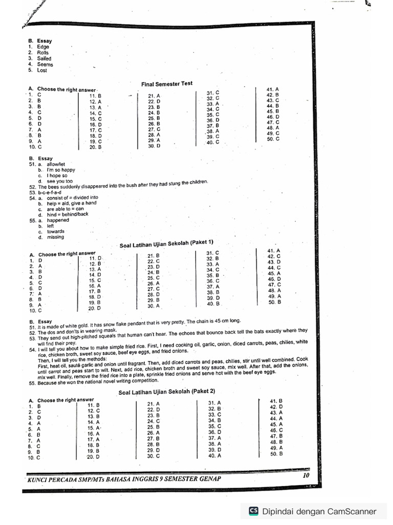 Kunci Jawaban Paket 1 - 4 LKS IX | PDF