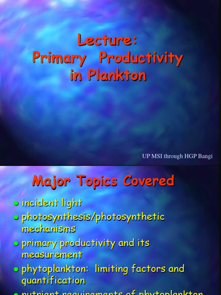 2 Biol Oceanogr - Primary Productivity in Plankton | PDF | Photosynthesis | Primary Production