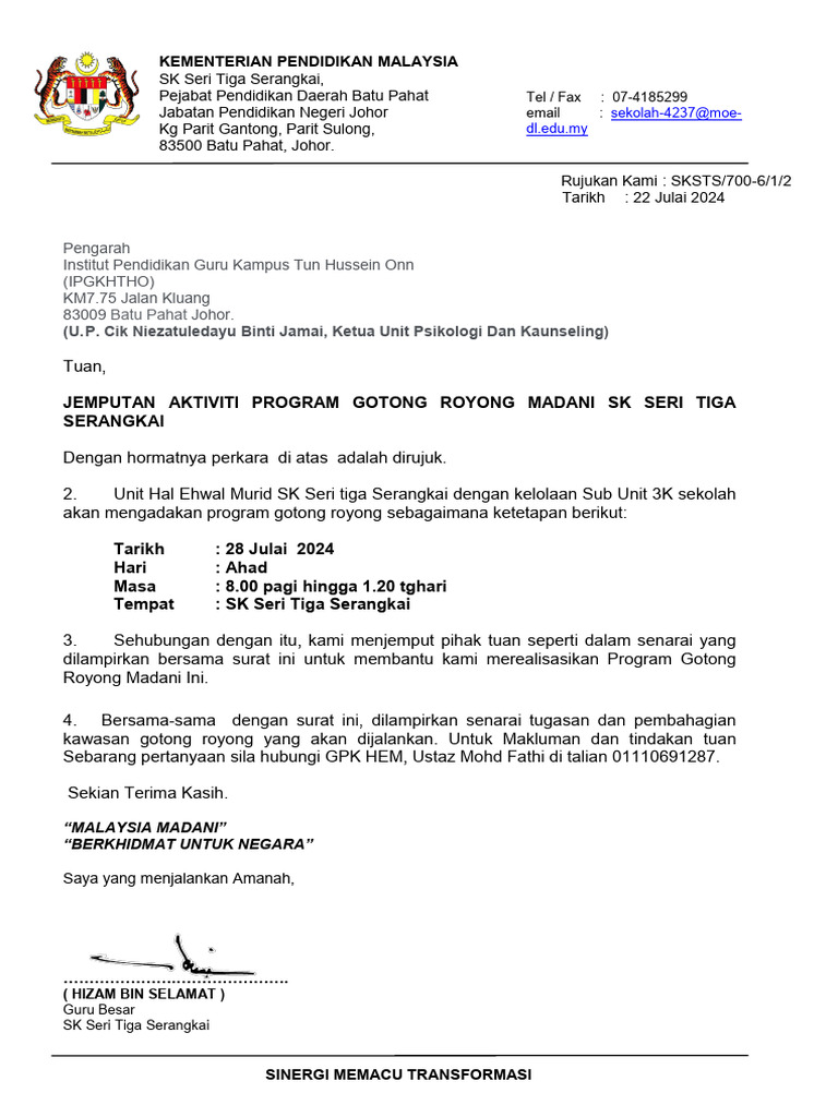 Surat JEMPUT GORO 2024 | PDF