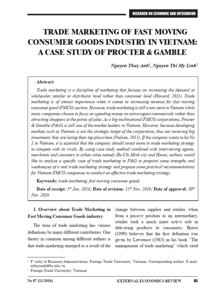 Vietnam FMCG Trade Marketing Study | PDF | Retail | Pricing