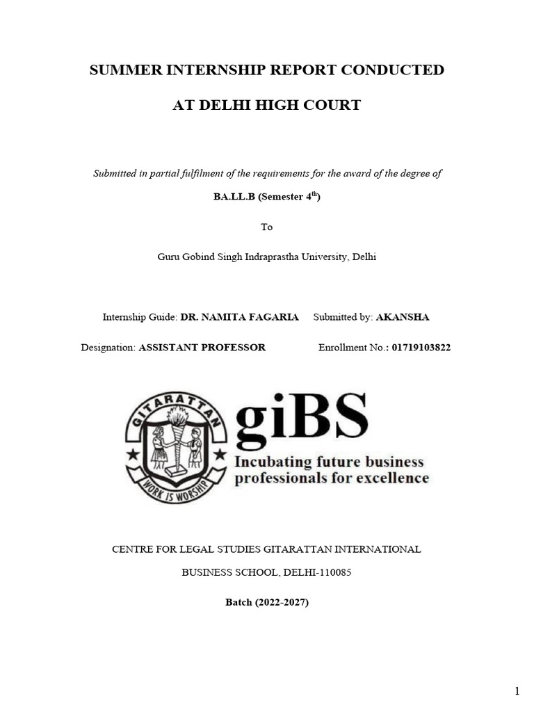 Anushka Internship Report | PDF | Magistrate | Judge