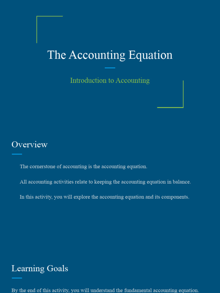 Unit 1.5 - The Accounting Equation | PDF | Equity (Finance) | Business Economics
