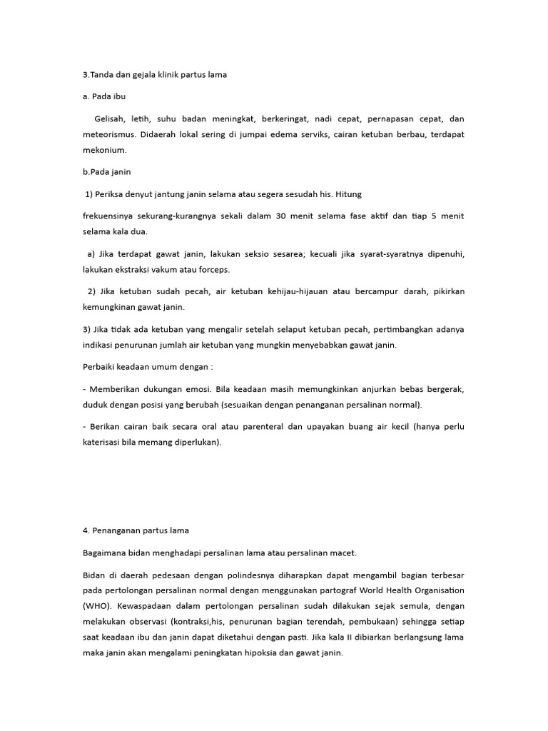 Tanda dan Penanganan Partus Lama | PDF | Pengembangan Diri | Kesehatan ...