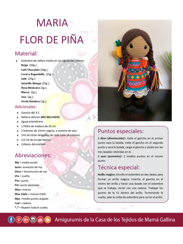 Tutorial de Amigurumi: Flor de Piña | PDF | Ropa