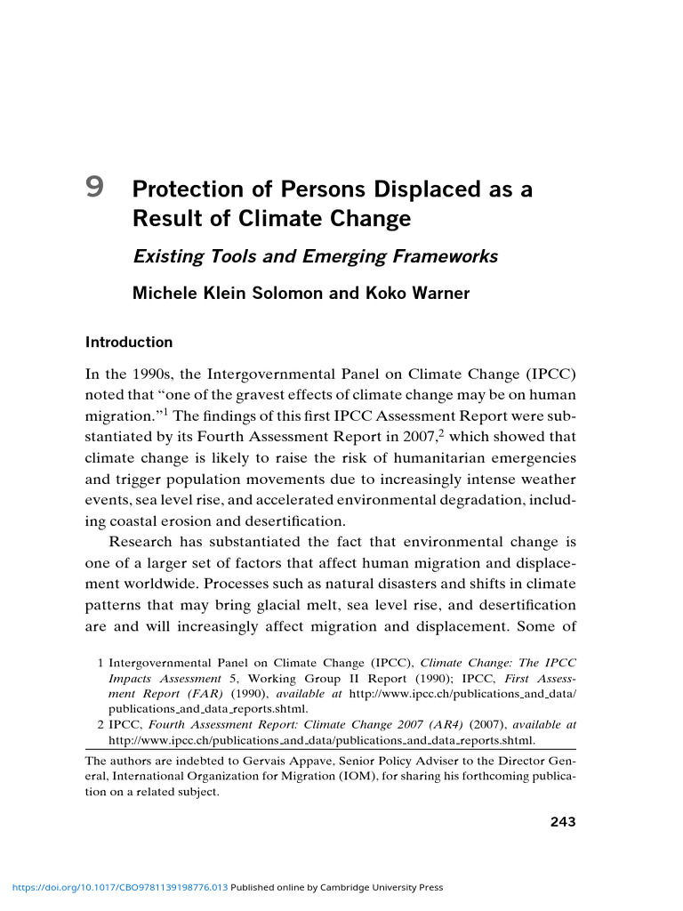 Protection of Persons Displaced As A Result of Climatechange (Solomon ...