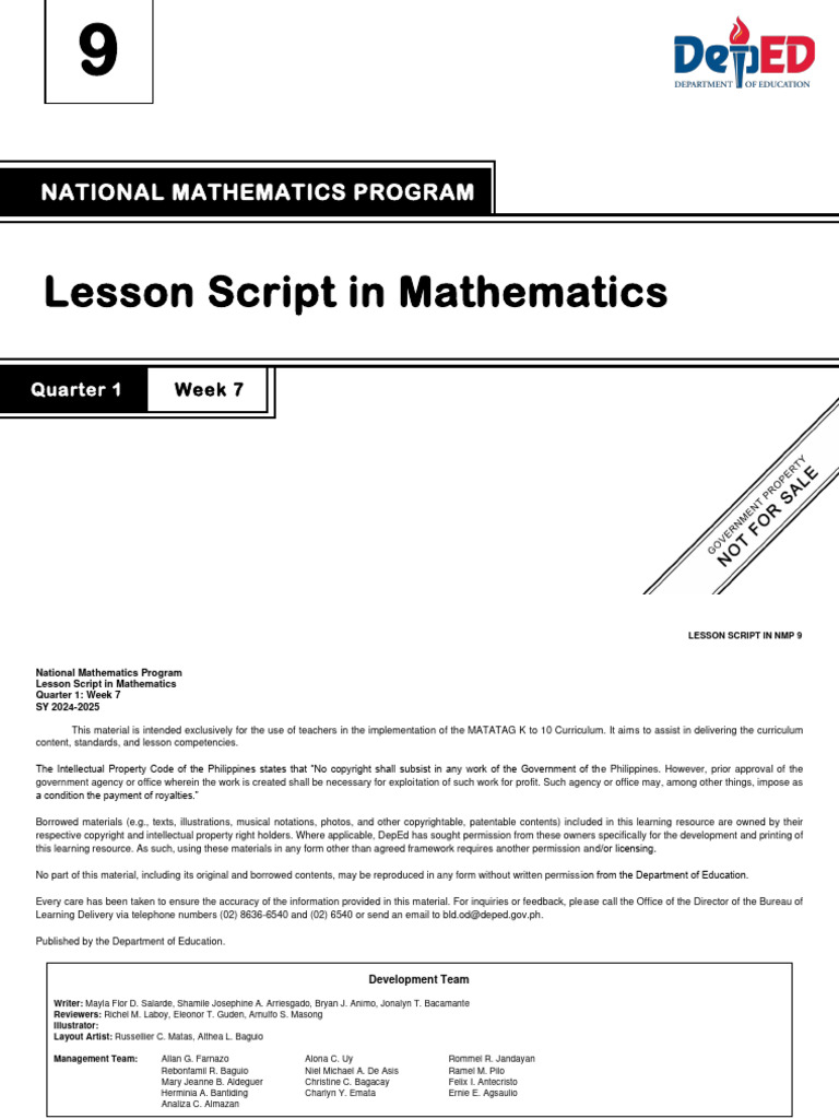 Lesson Script in Mathematics | PDF | Variable (Mathematics) | Function (Mathematics)