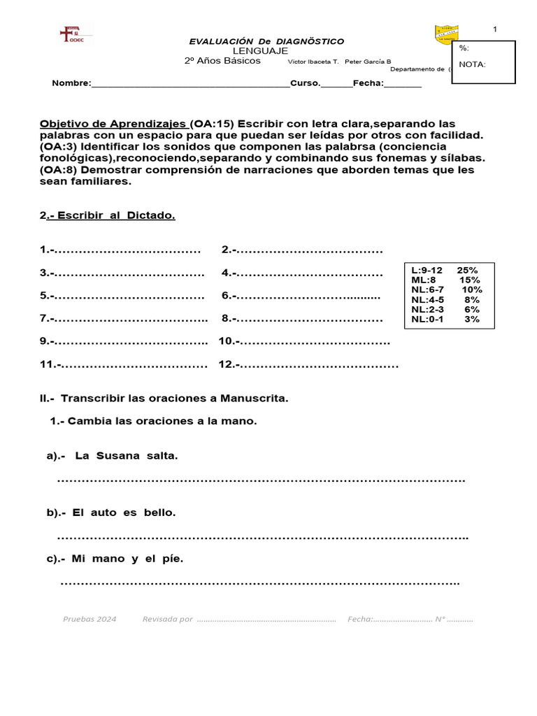 Prueba - Diag.Leng 2°año | PDF | Lingüística