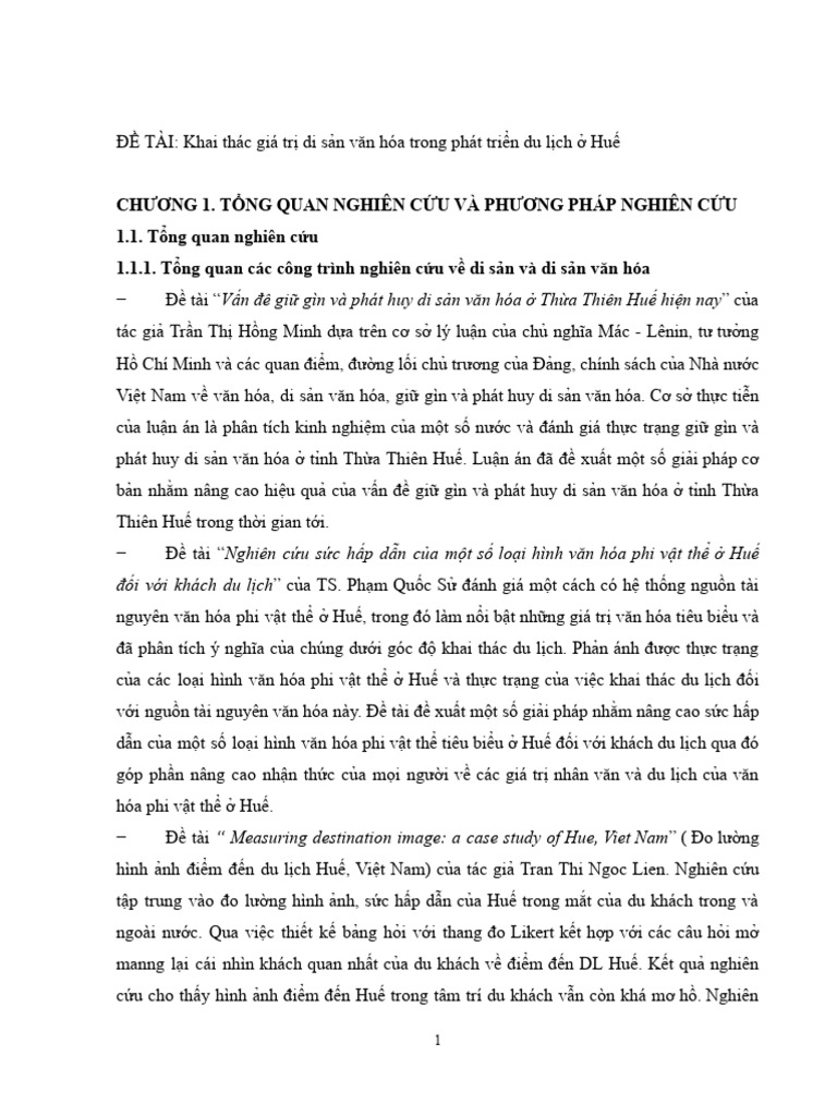 NCKH- Khai thác giá trị DSVH trong PTDL Huế.docx - Google Tài liệu | PDF