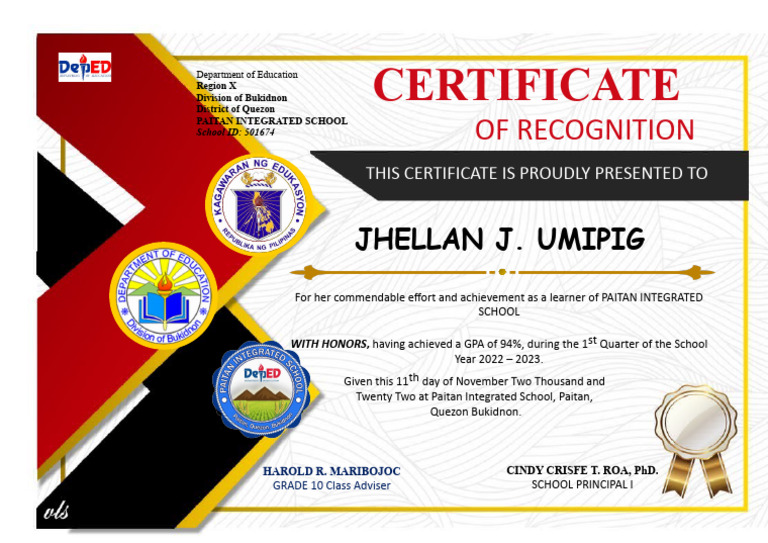 CERTIFICATE 1ST GRADING | PDF