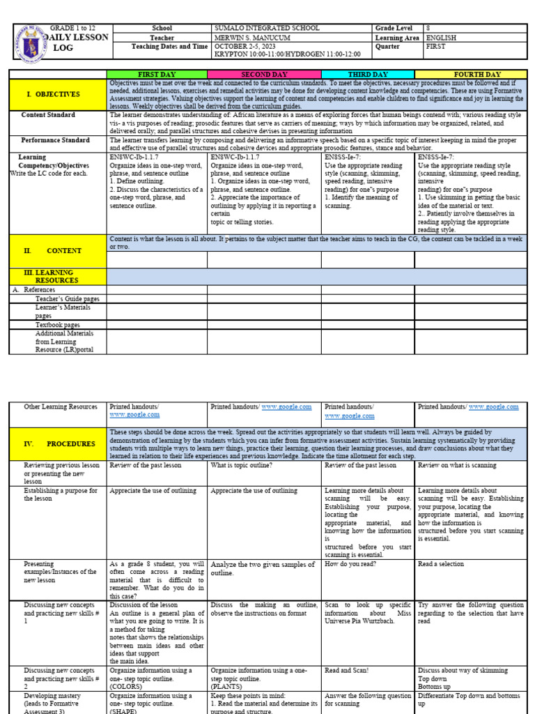 Grade 8 Week 7 | PDF | Learning | Information