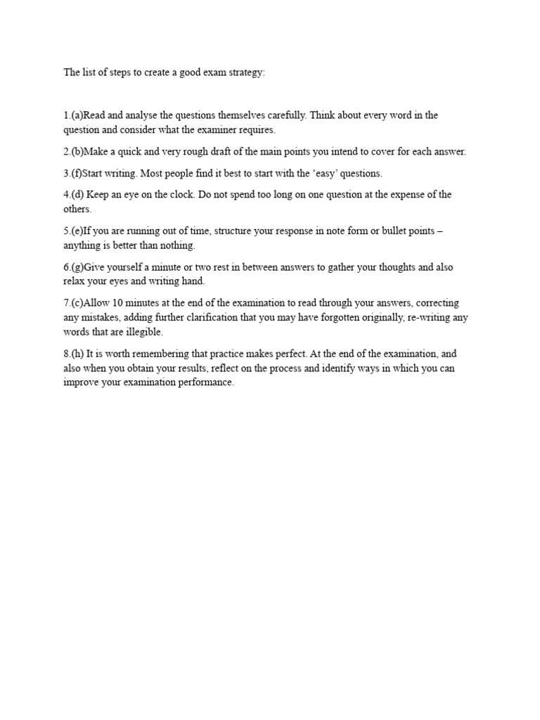 Steps For The Exam Startegy | PDF