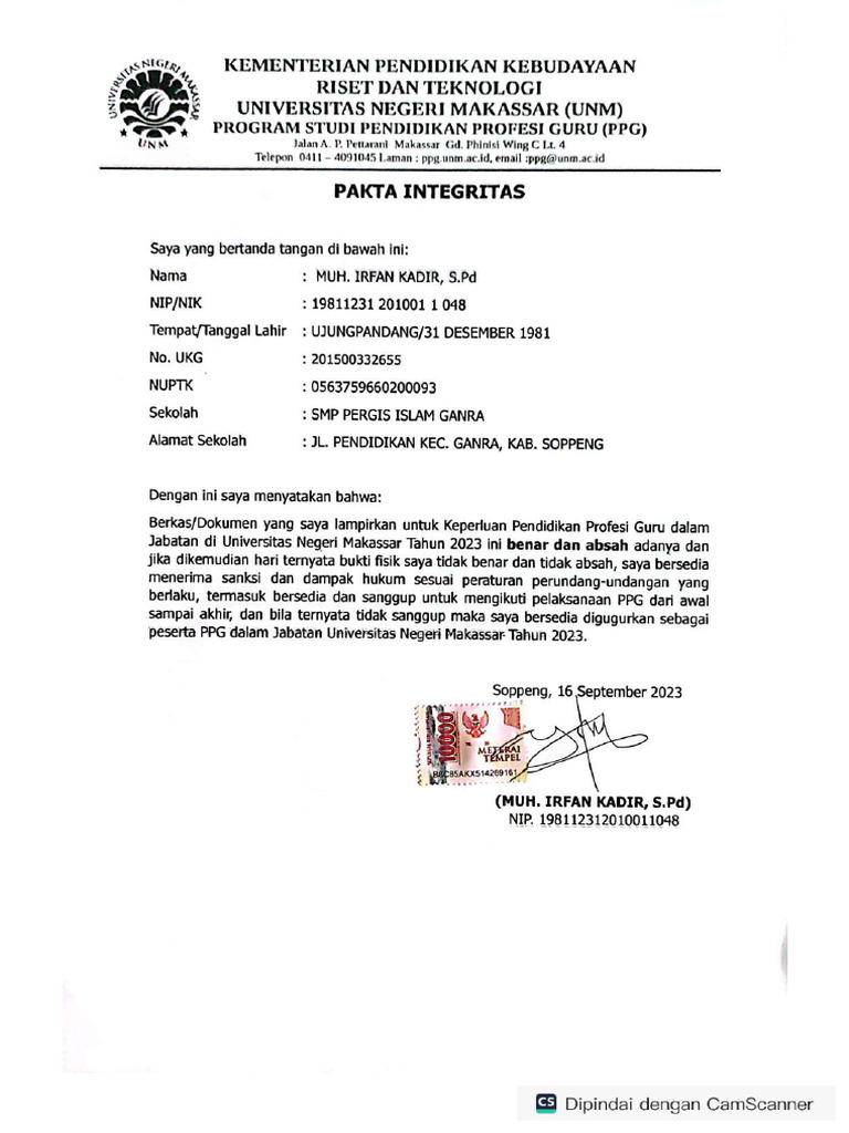 Muh. Irfan Kadir - Pi | PDF