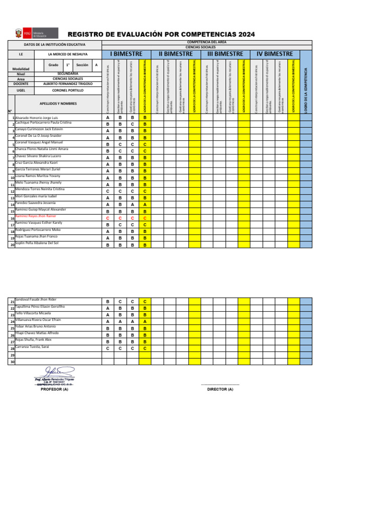 Registro Evaluacion Hg Dpcc 2024 Pdf Cognición Enseñando 2147