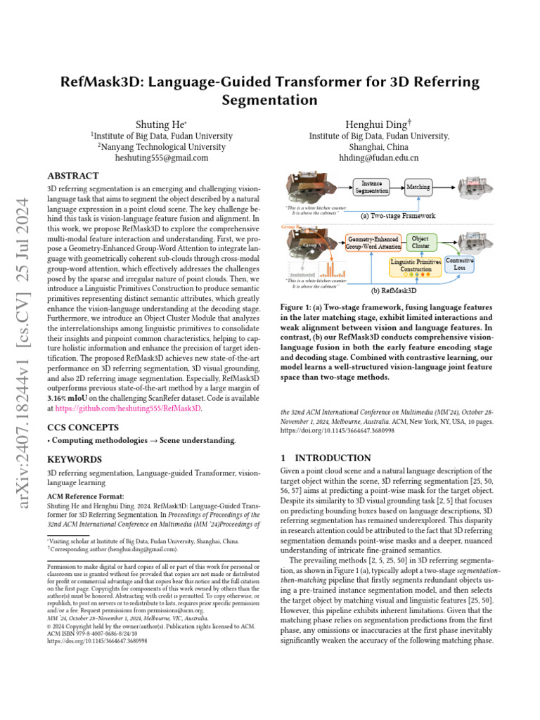 Refmask3D: Language-Guided Transformer For 3D Referring Segmentation ...