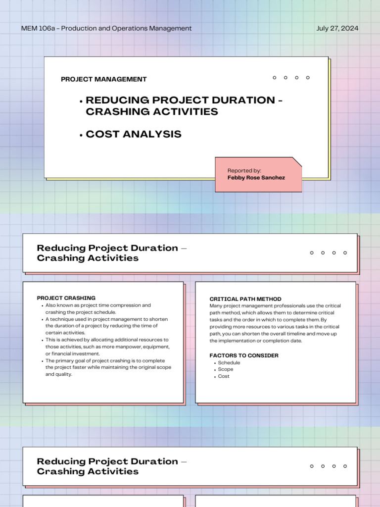 23rd Crashing Activities & Cost Analysis (Sanchez, Febby Rose R.) | PDF | Project Management ...