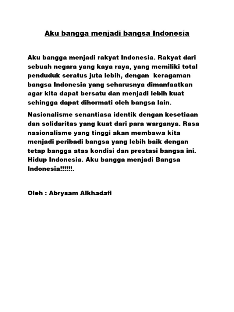 Aku Bangga Menjadi Bangsa Indonesia Lomba Pidato Affi | PDF | Ilmu Sosial | Perjalanan