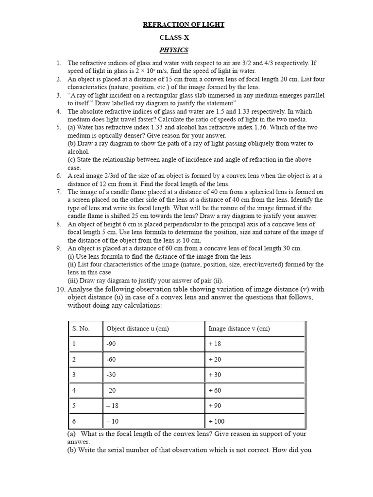 Refraction of Light | PDF | Refractive Index | Refraction