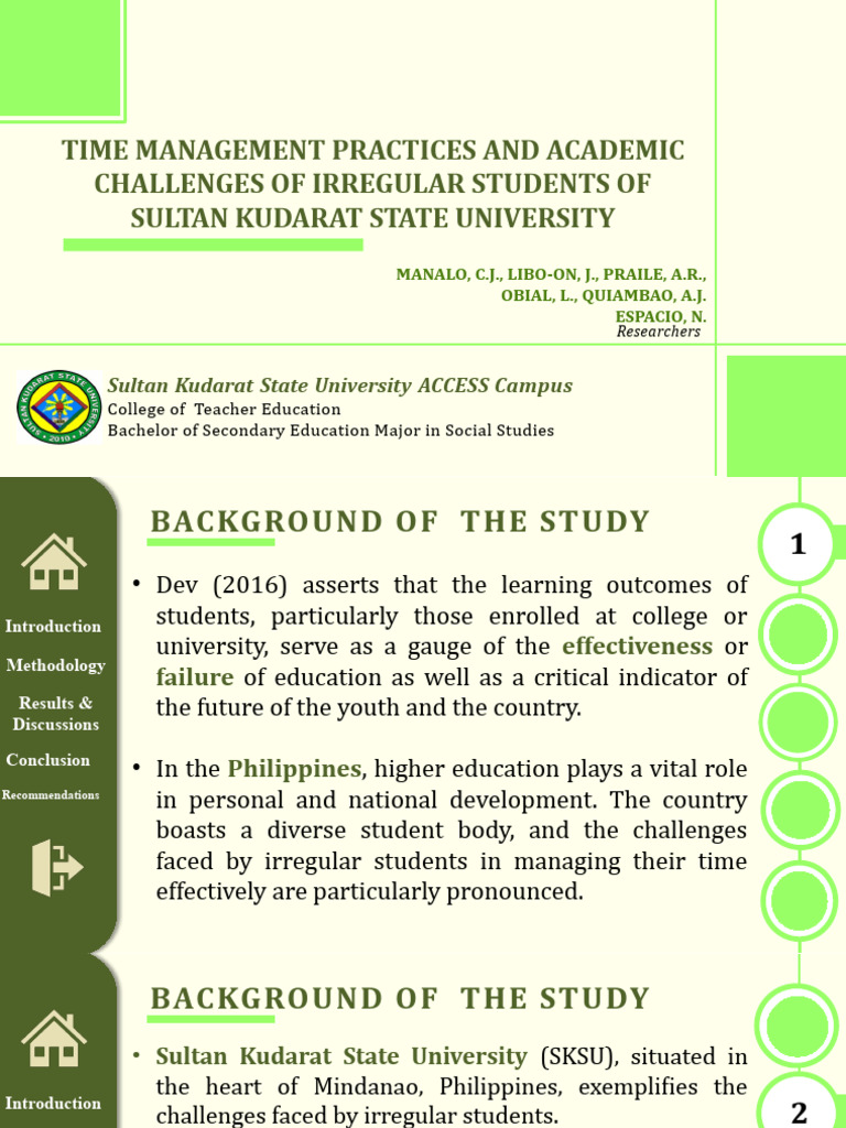 Time Management Practices and Academic Challenges of Irregular Students ...