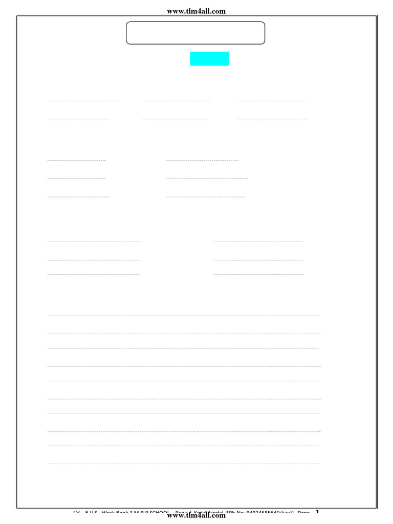 5th Class EVS (Environmental Science) Work Book@Tlm4all | PDF
