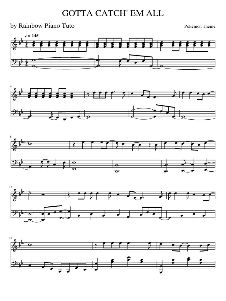 Pokemon Theme Piano Tutorial | PDF | Pokémon