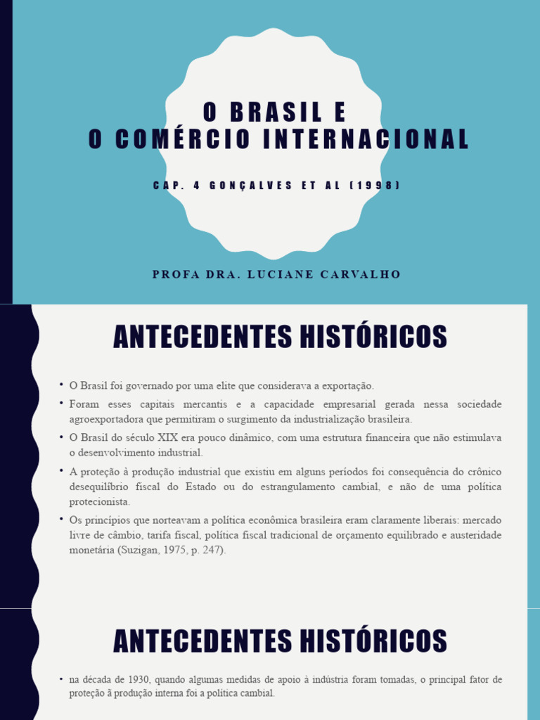 Cap. 4 O Brasil e o Comã©rcio Internacionalpptx | PDF | Livre comércio | Brasil