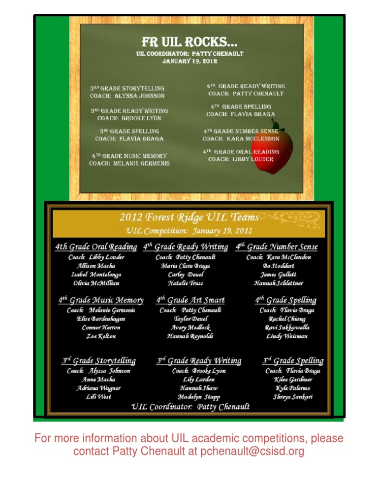 For More Information About UIL Academic Competitions, Please | PDF ...
