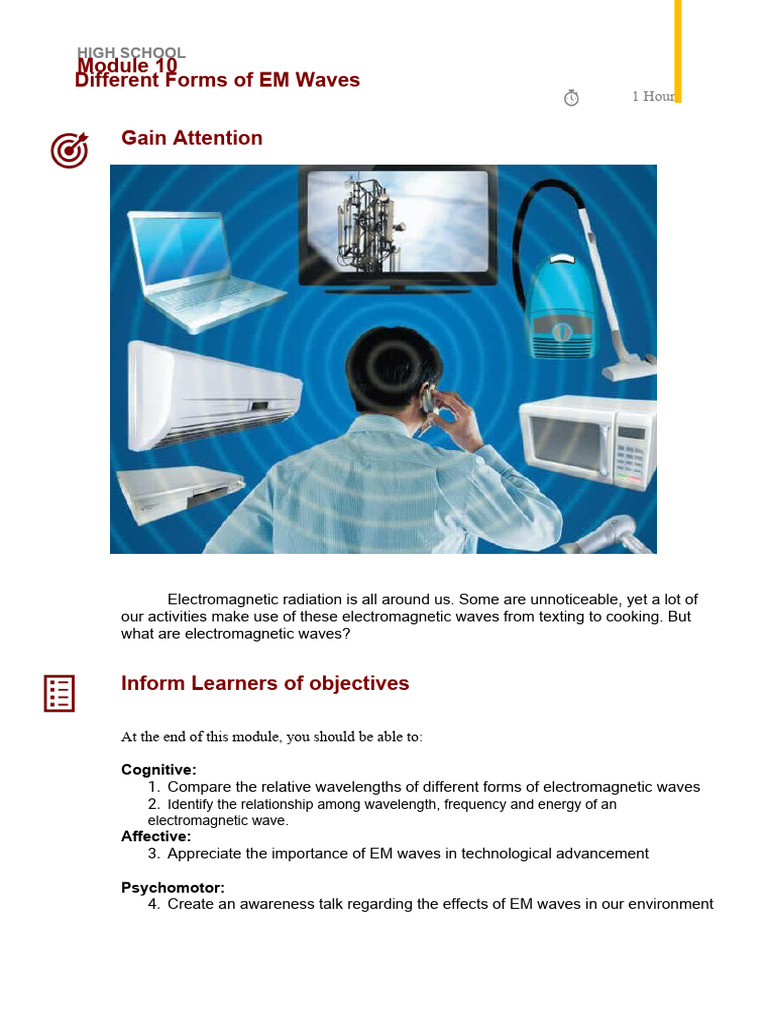 Science 10 - Module 10 | PDF | Electromagnetic Radiation ...