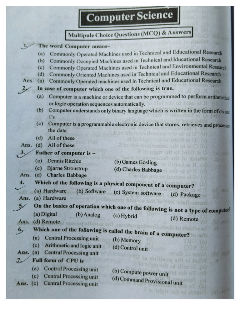 Computer Science (Full Form MCQ) | PDF