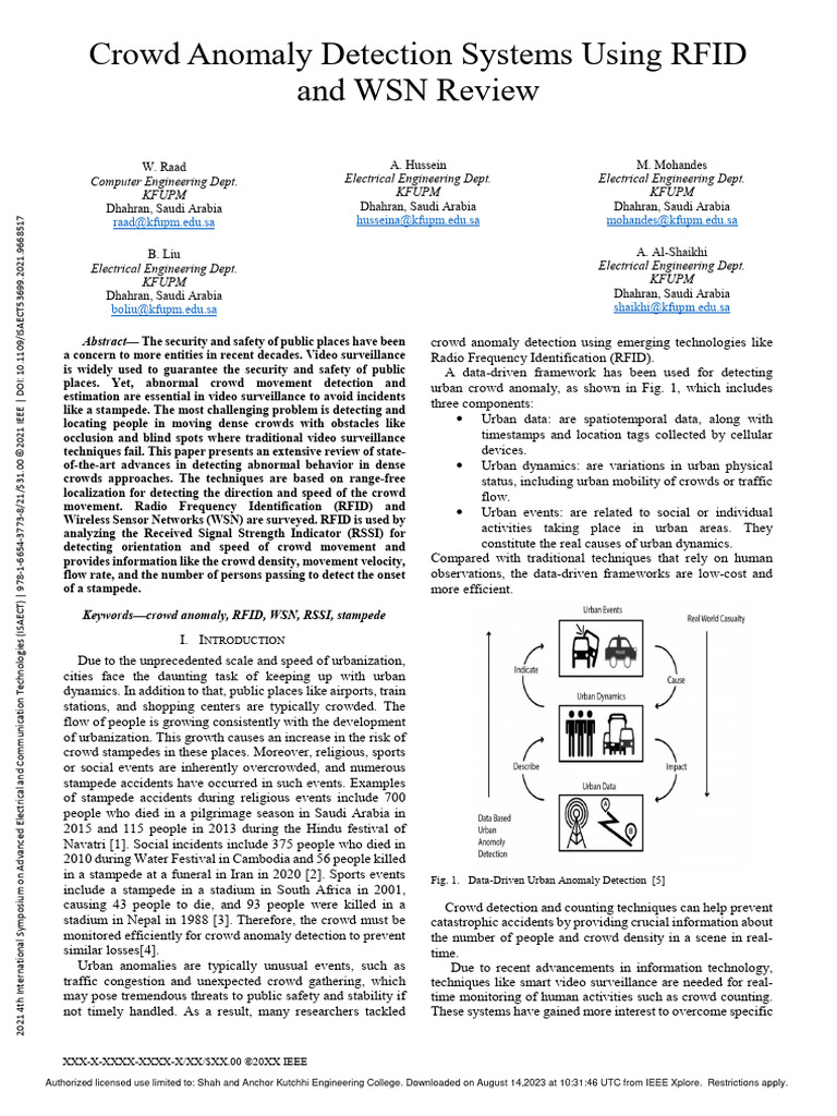 Crowd Anomaly Detection Systems Using Rfid And Wsn Review Pdf
