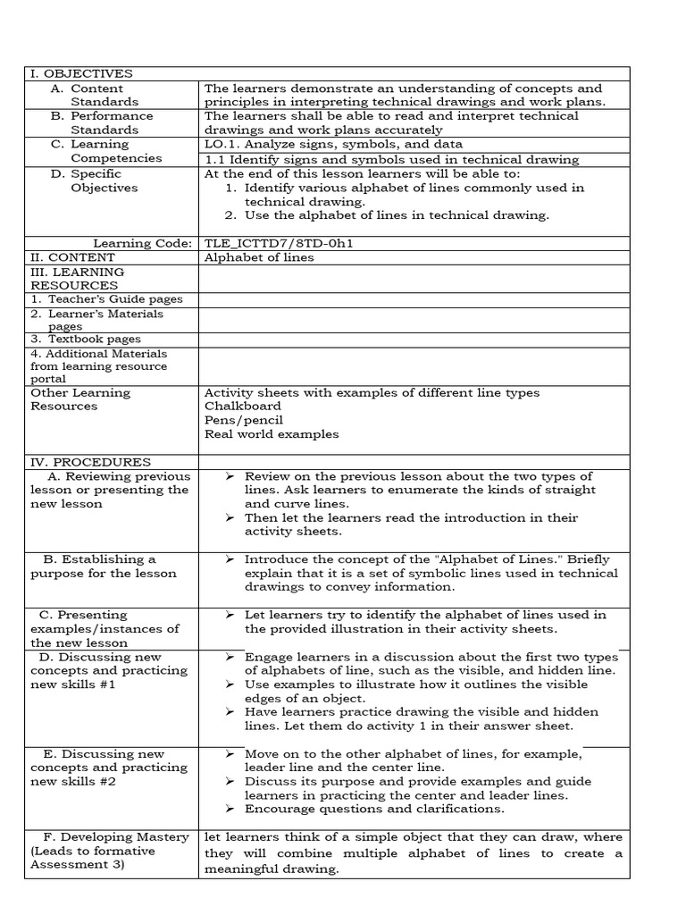 Alphabet of Lines Lesson Plan k-12 Curriculum | PDF | Learning ...