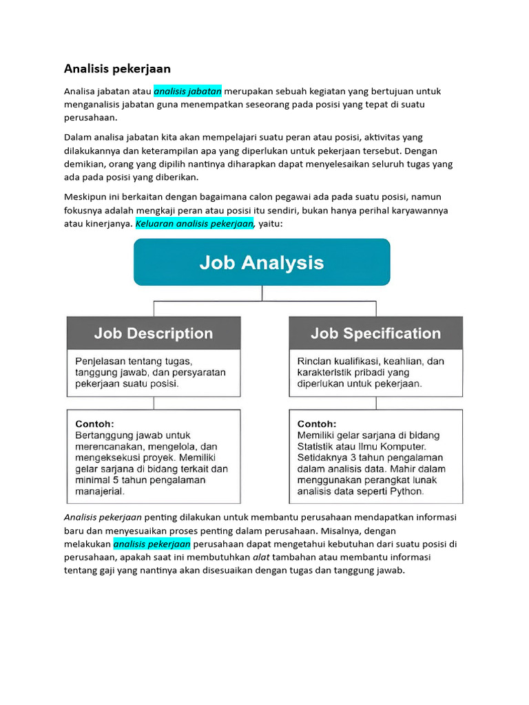 Analisis Pekerjaan | PDF