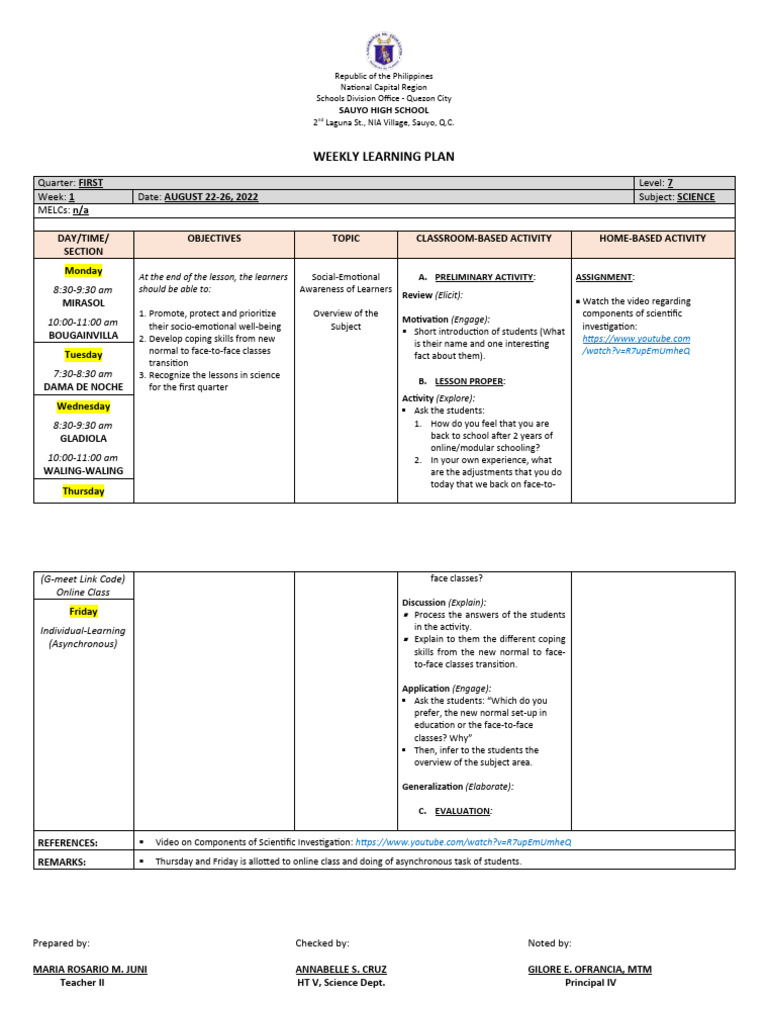 Juni - WLP (First Q - Week 1) | PDF | Behavioural Sciences | Cognitive Psychology
