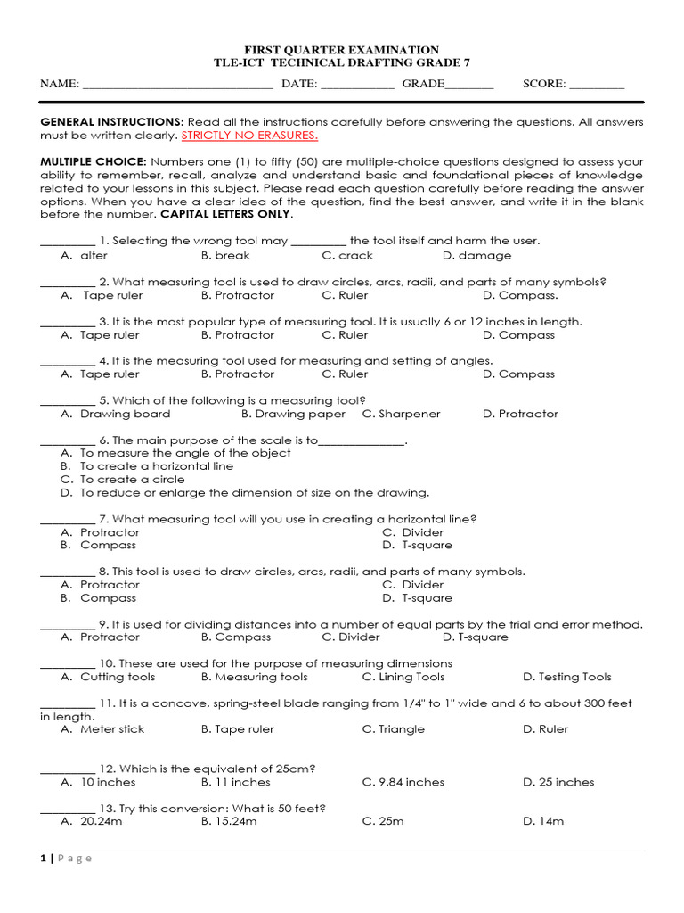 q1 Technical Drafting Grade 7 | PDF | Hazards | Triangle