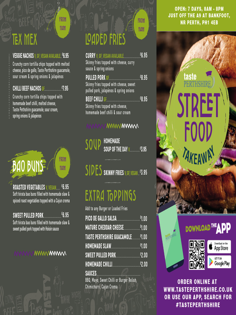 Taste Perthshire Takeaway Menu | PDF | Hamburgers | Food And Drink