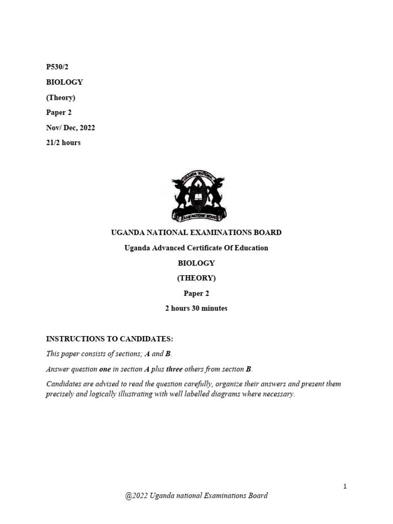 UACE Biology Paper 2 Marking Guide 2022 | PDF | Messenger Rna | Muscle ...