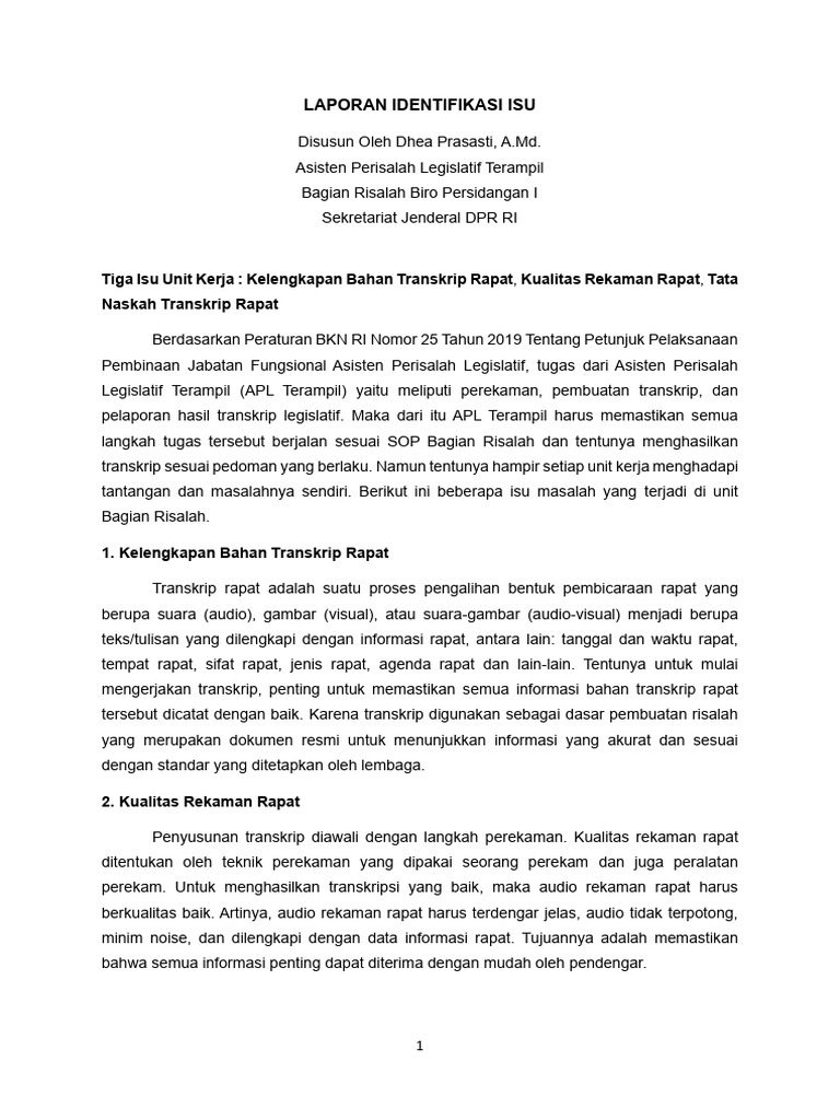 Laporan Identifikasi Isu Latsar CPNS 2024 | PDF | Karier & Perkembangan | Kajian Bahasa Asing