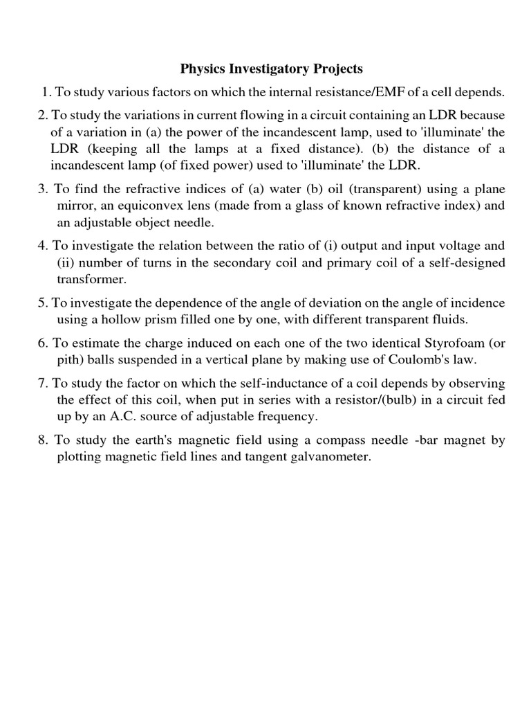 Physics Investigatory Projects 2025 | PDF