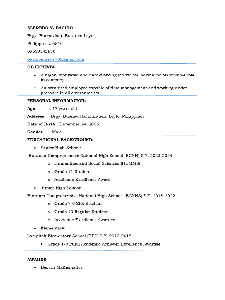 Alfred Resume | PDF | Cognition | Behavior Modification