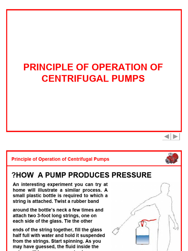 Principle of Centrifugal Pumps | PDF | Pump | Dynamics (Mechanics)