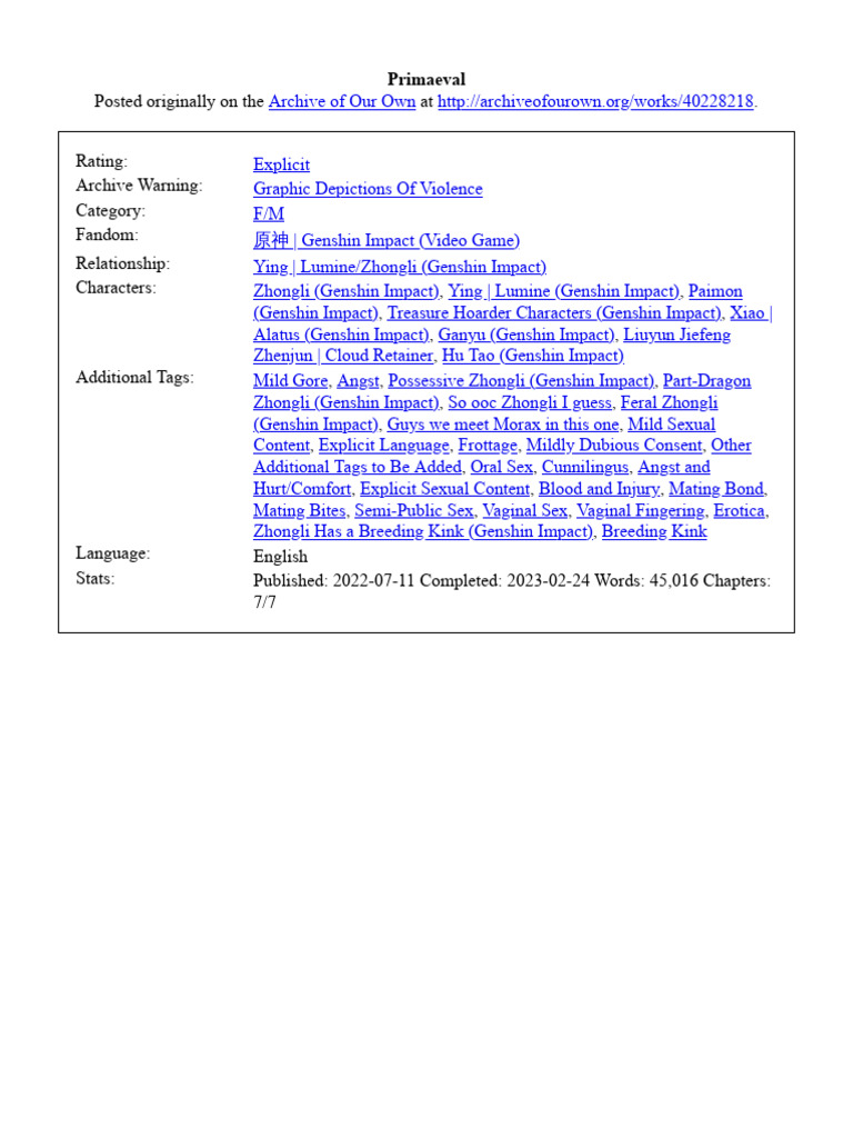 Primaeval | PDF | Thorax