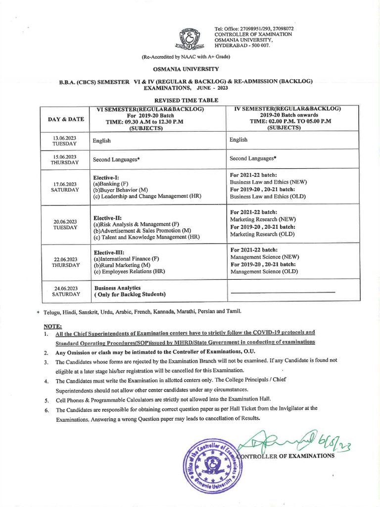 Bba Time Table | PDF