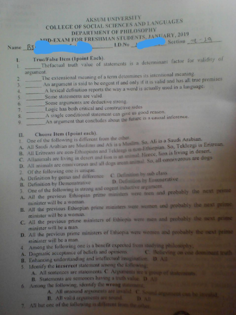Logic and CT Midterm Exam 10 (AkU) | PDF Logic and CT Midterm Exam 10 (AkU) | PDF