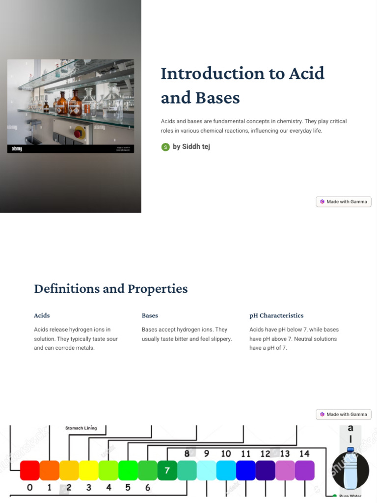 Introduction To Acid and Bases | PDF | Acid | Ph