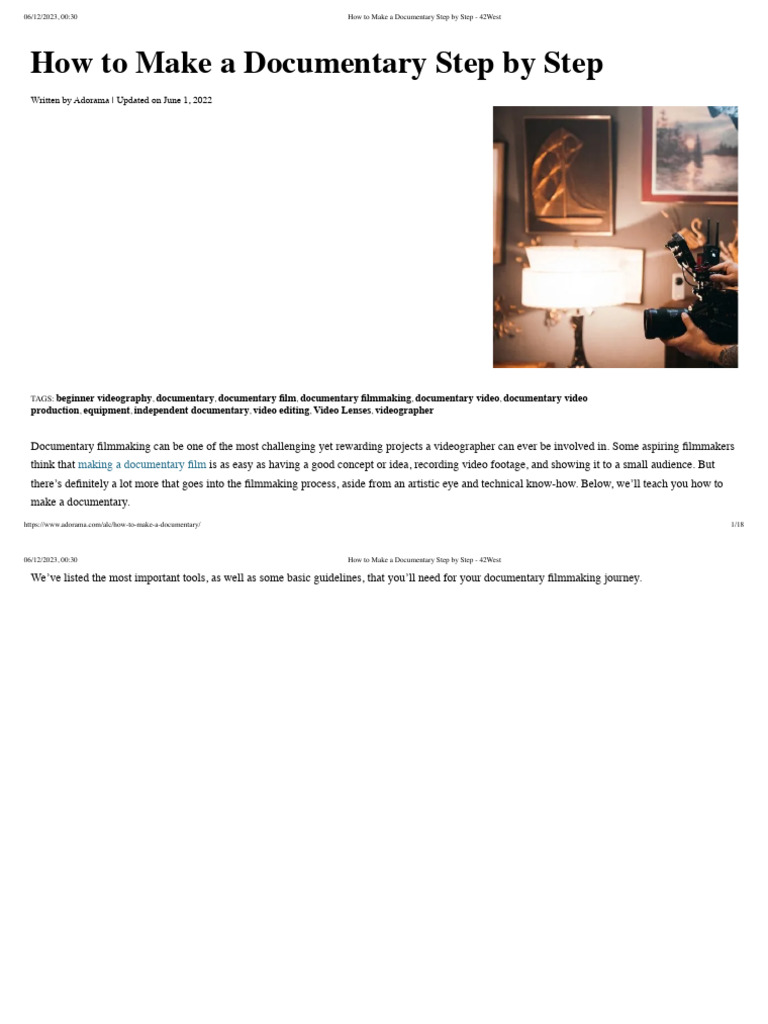 How To Make A Documentary Step by Step - 42west | PDF | Filmmaking | Documentary Film
