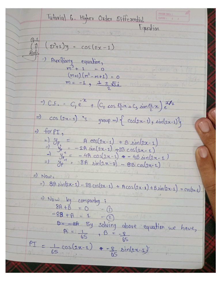 Tutorial 6. Higher ODE | PDF