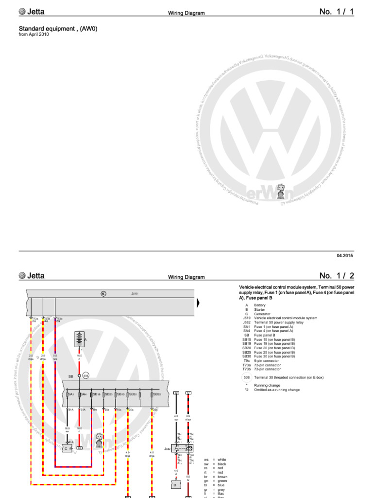 Jetta MK6 Wiring Diagrams and Component Locations | PDF | Manufactured ...