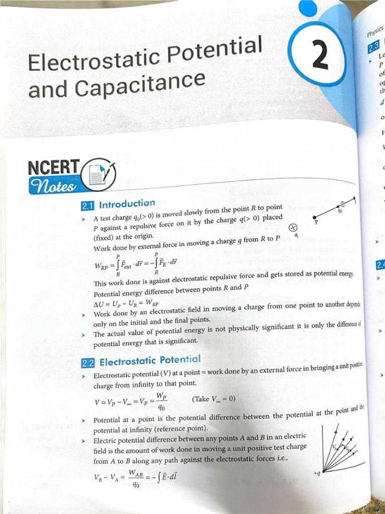 Electric Potential and Capacitance MCQ | PDF